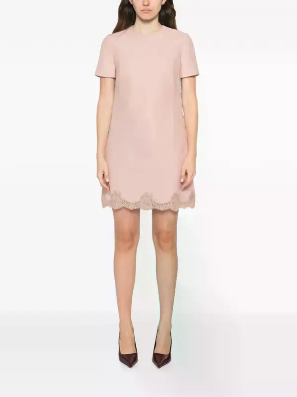 Valentino Garavani Crew Neck Lace-trim Mini Dress