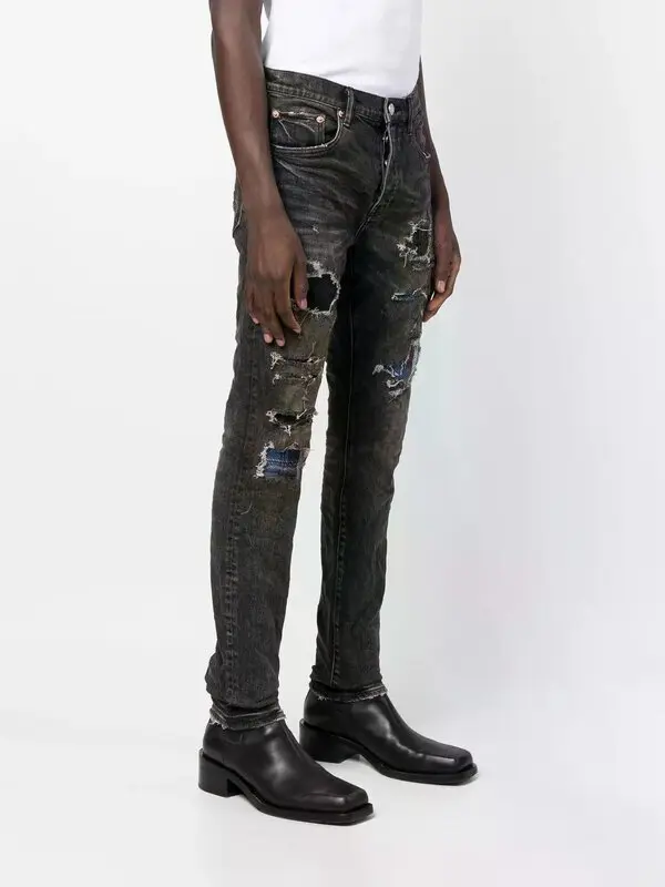 PURPLE BRAND Distressed-effect Slim-fit Jeans