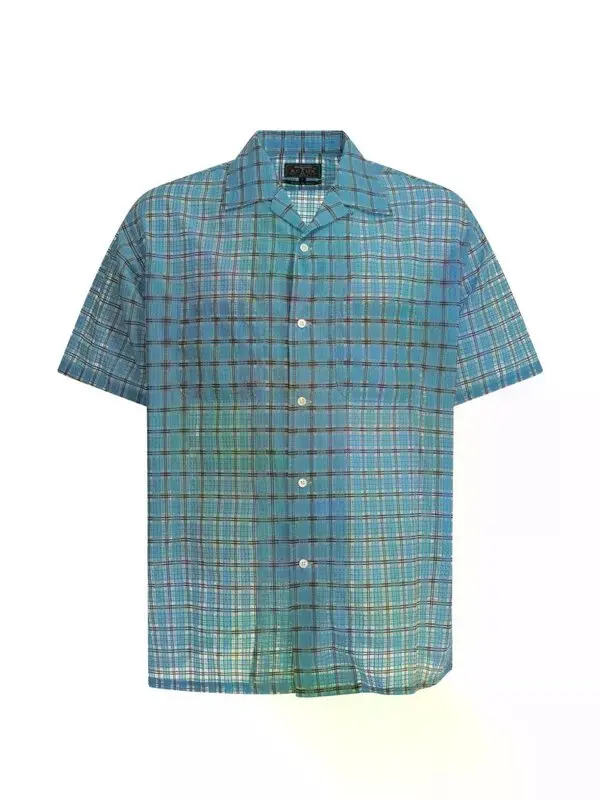 BEAMS Check-pattern Short-sleeve Shirt - Blue