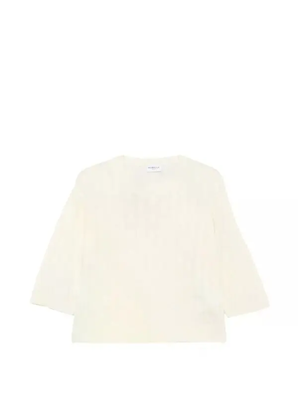 Marella Mlsradura Cable-knit Short-sleeve Sweater - Neutrals