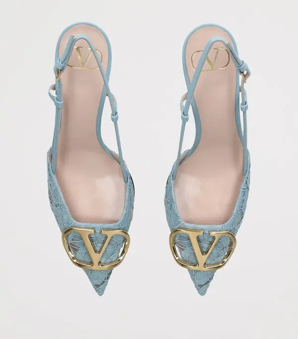 Valentino Garavani Lace Vlogo Slingback Pumps