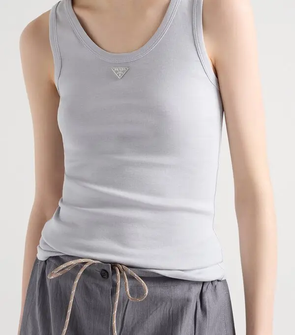 Prada Cotton Ribbed Tank Top