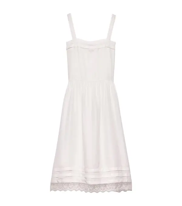 Prada Cupro-silk Embroidered Midi Dress