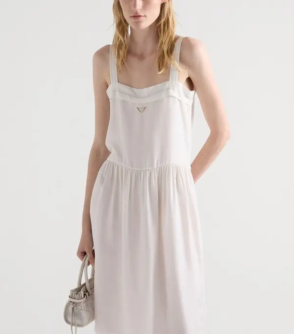 Prada Cupro-silk Embroidered Midi Dress