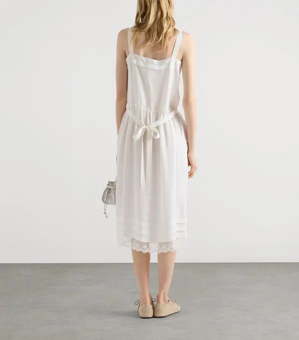 Prada Cupro-silk Embroidered Midi Dress
