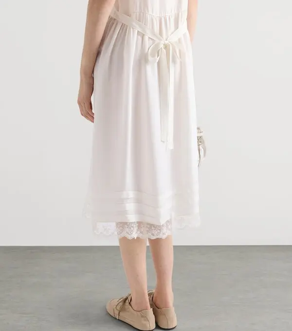 Prada Cupro-silk Embroidered Midi Dress