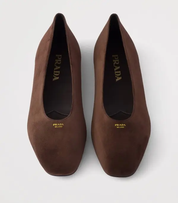 Prada Suede Logo Ballet Flats