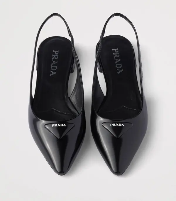 Prada Brushed Leather Slingback Ballet Flats 10