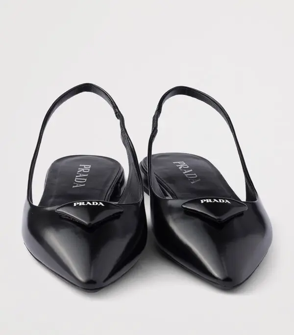 Prada Brushed Leather Slingback Ballet Flats 10