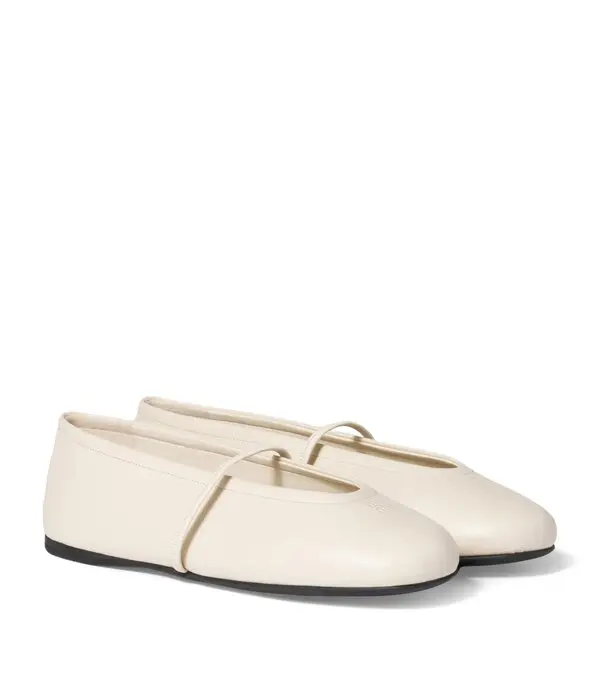 Miu Miu Nappa Leather Mary Jane Ballet Flats - Neutral