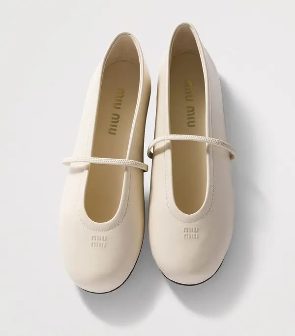 Miu Miu Nappa Leather Mary Jane Ballet Flats
