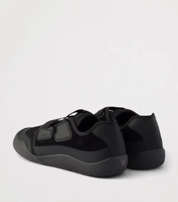 Prada Leather-mesh Speedrock Sneakers
