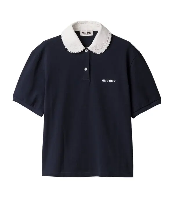 Miu Miu Cotton Embroidered Polo Shirt