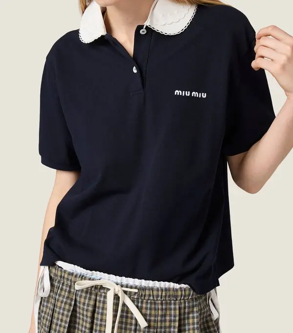 Miu Miu Cotton Embroidered Polo Shirt