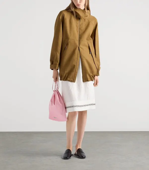 Prada Linen Embellished Midi Skirt