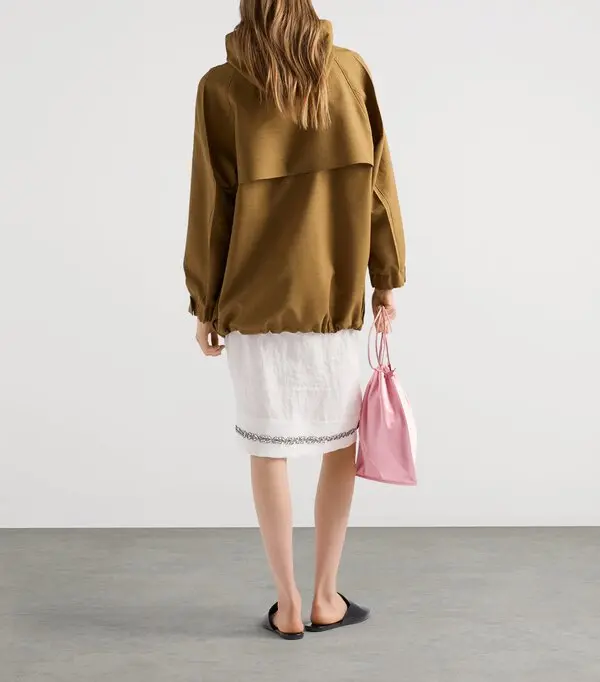 Prada Linen Embellished Midi Skirt