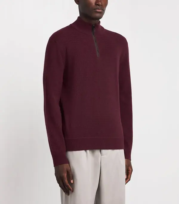 Canali Virgin Wool-cashmere Quarter-zip Sweater