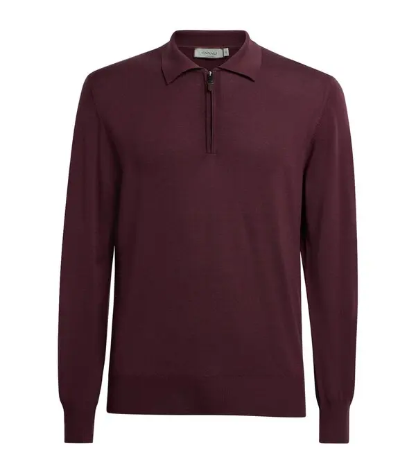 Canali Wool Quarter-zip Polo Sweater