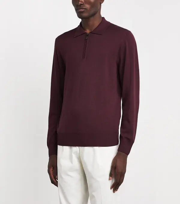 Canali Wool Quarter-zip Polo Sweater