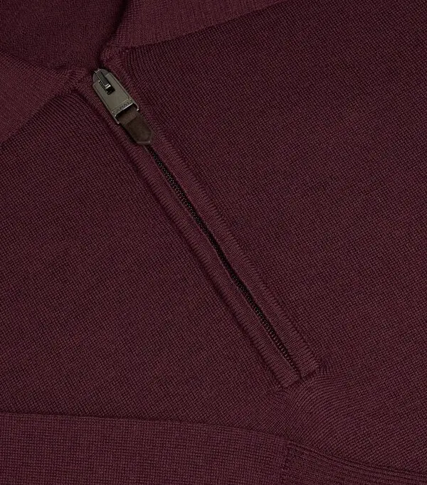 Canali Wool Quarter-zip Polo Sweater