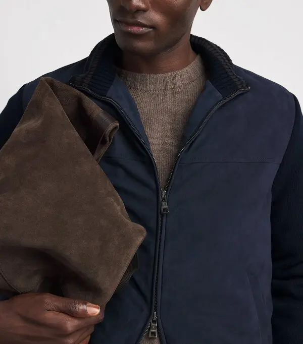 FIORONI CASHMERE Virgin Wool-suede Hybrid Jacket