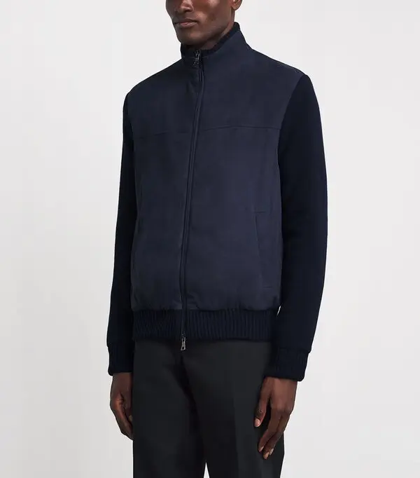 FIORONI CASHMERE Virgin Wool-suede Hybrid Jacket
