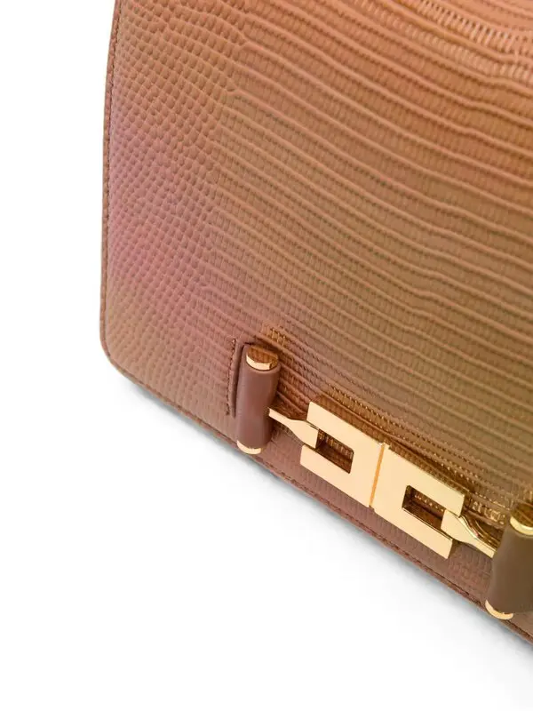 Elisabetta Franchi Lizard-effect Logo Plaque Shoulder Bag - Brown