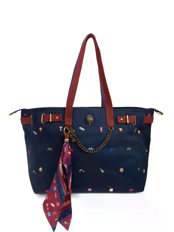 Kurt Geiger Solane Embroidered Canvas Tote Bag - Blue