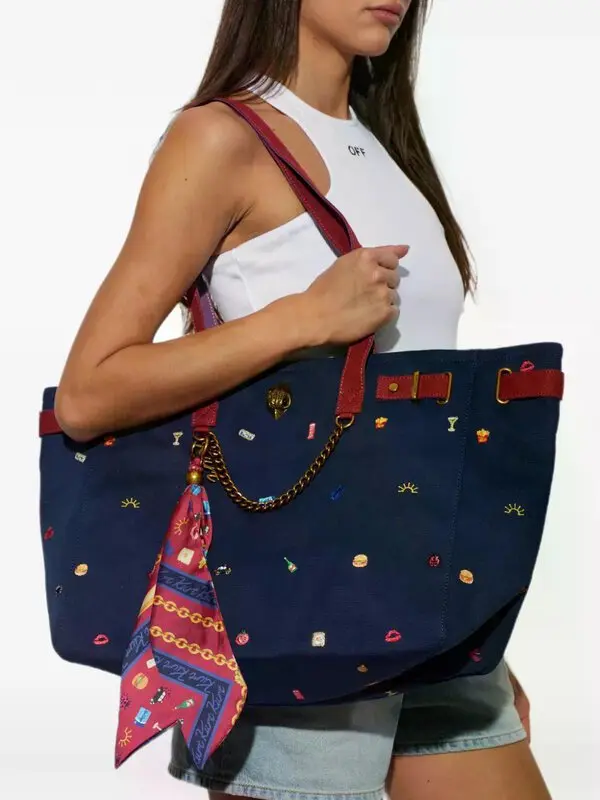 Kurt Geiger Solane Embroidered Canvas Tote Bag
