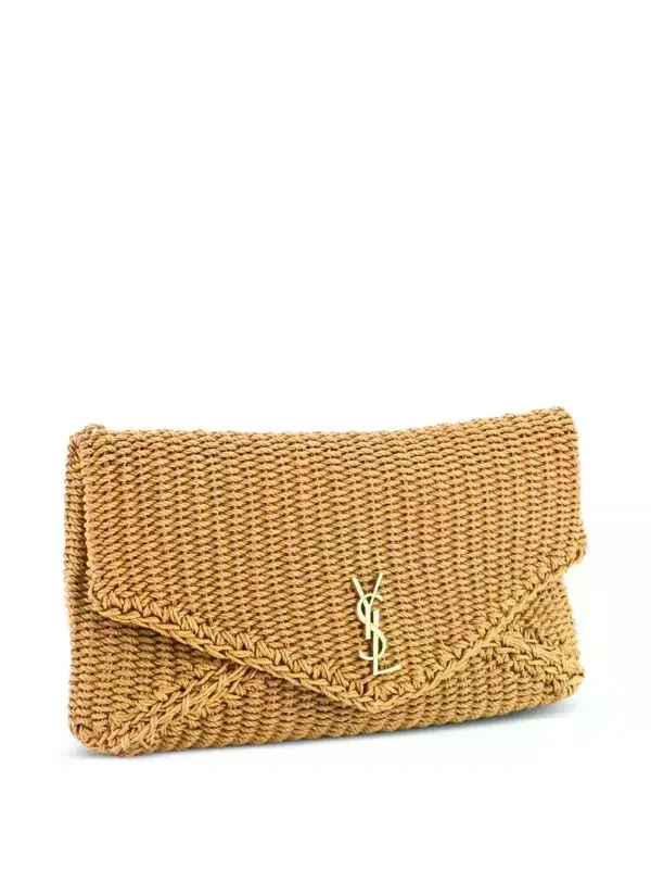 Saint Laurent Cassandre Envelope Raffia Large Clutch Bag