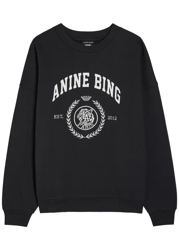 ANINE BING Miles Cotton Logo Sweatshirt - Black