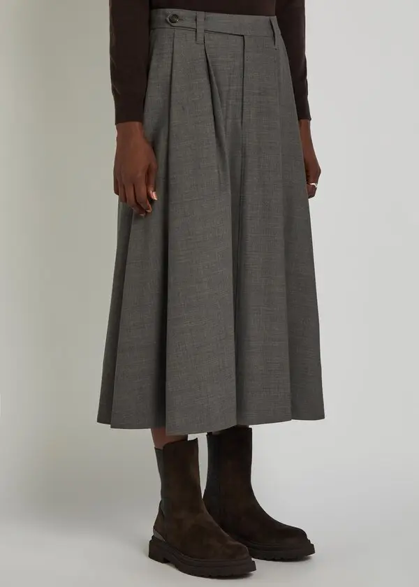 Brunello Cucinelli Tailored Pleated Wool-blend Midi Skirt
