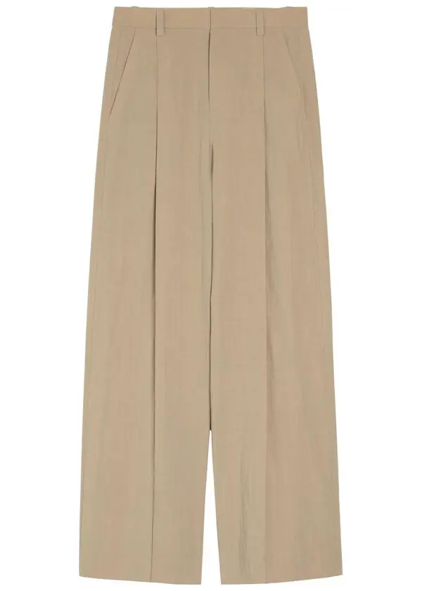 Vince Pleated Wide-leg Woven Trousers - Beige