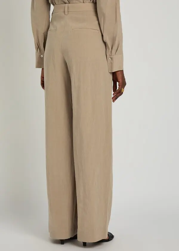 Vince Pleated Wide-leg Woven Trousers