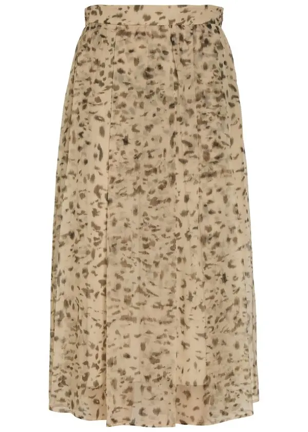 Brunello Cucinelli Lynx-print Silk-organza Midi Skirt - No Colour