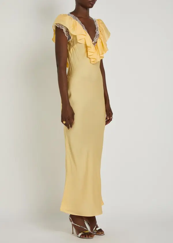 Ronny Kobo Gracie Lace-trimmed Silk-blend Maxi Dress