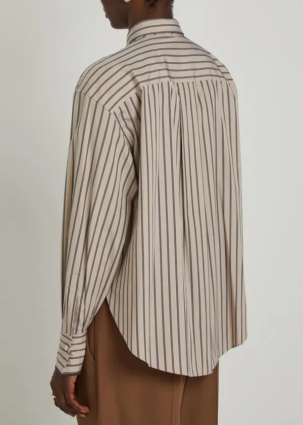 Brunello Cucinelli Cotton-poplin Striped Shirt With Detachable Tie
