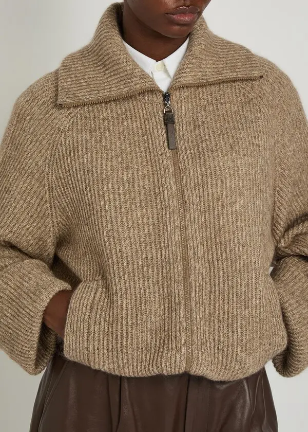 Brunello Cucinelli Metallic-knit Cashmere-blend Cardigan