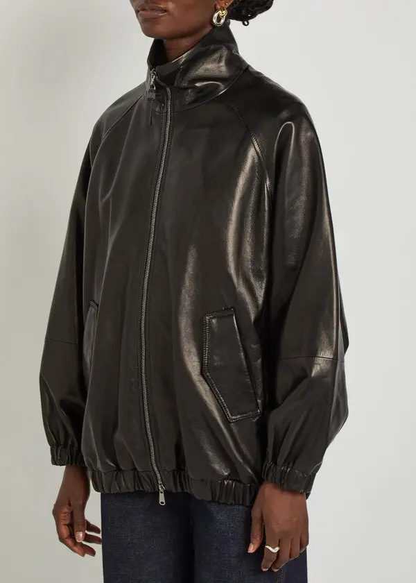Brunello Cucinelli Funnel-neck Leather Jacket