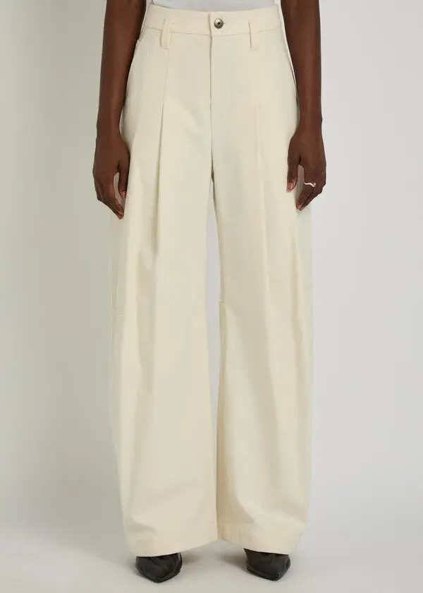 Brunello Cucinelli Pleated Wide-leg Cotton-blend Trousers