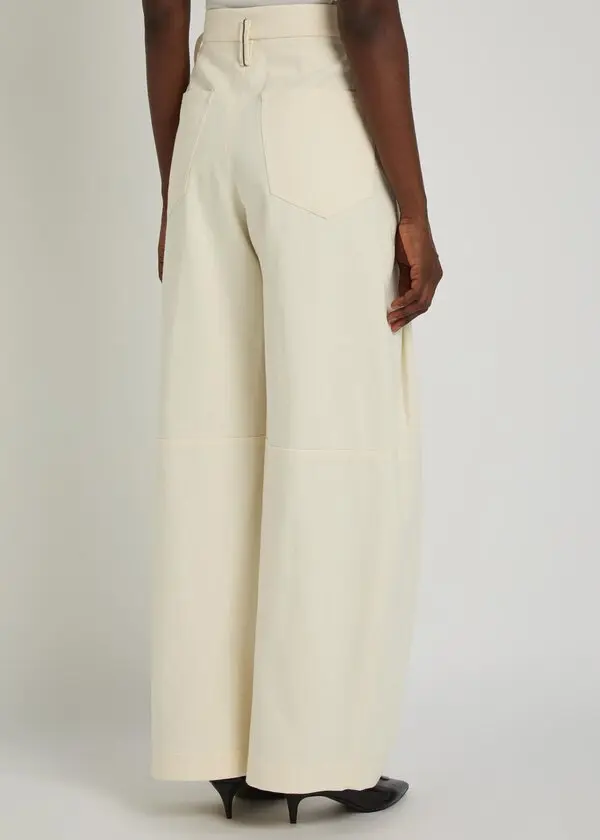 Brunello Cucinelli Pleated Wide-leg Cotton-blend Trousers