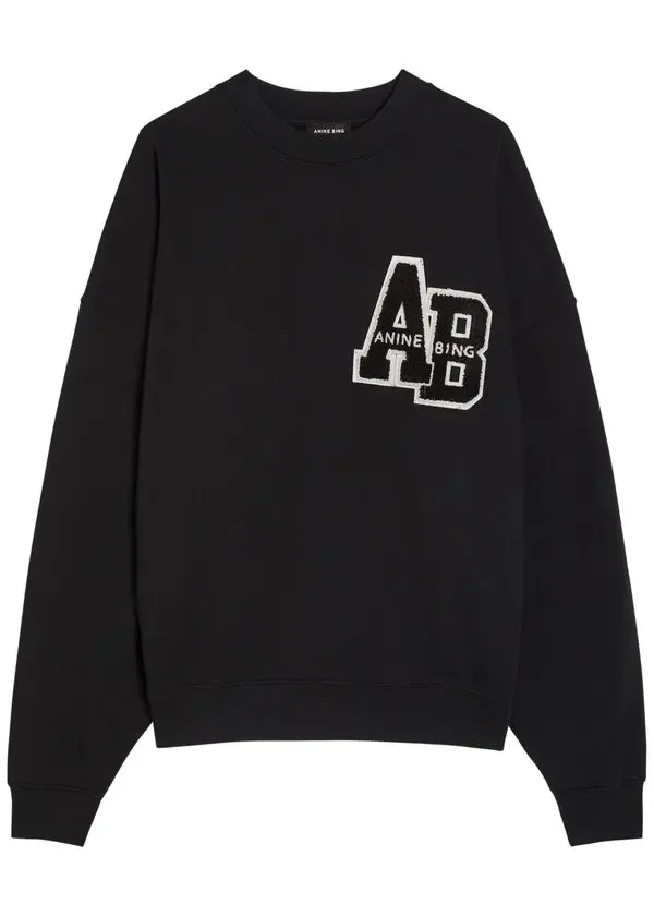ANINE BING Miles Appliquéd Cotton Sweatshirt