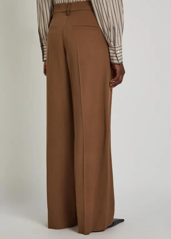 Brunello Cucinelli Tailored Wide-leg Wool-blend Trousers
