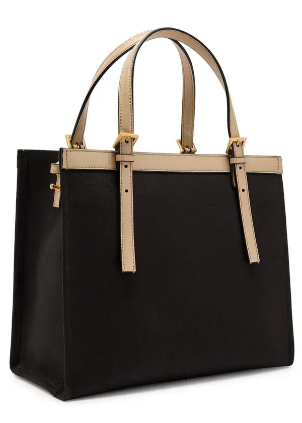 Versace Medium Logo-appliquéd Leather And Canvas Tote
