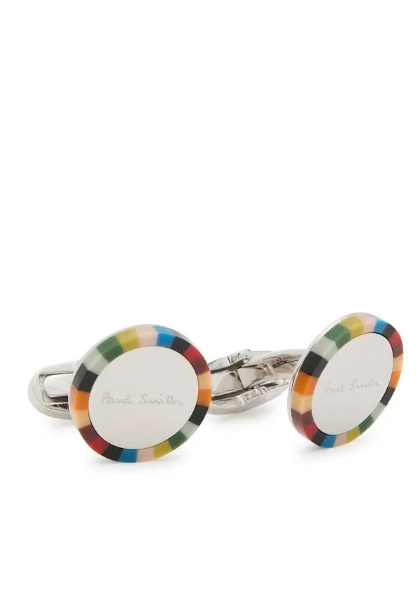 Paul Smith Logo-engraved Striped Cufflinks
