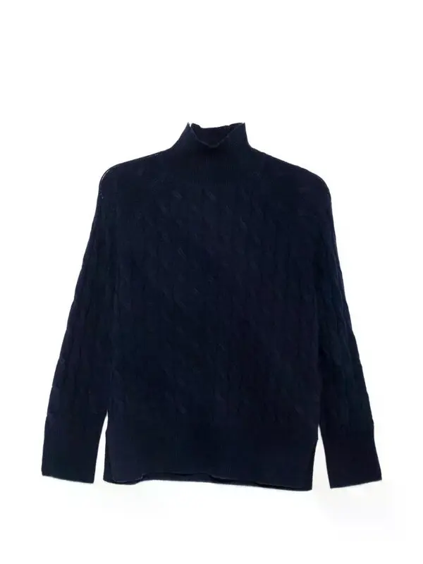 Marella Cable Knit Mock Neck Sweater - Blue