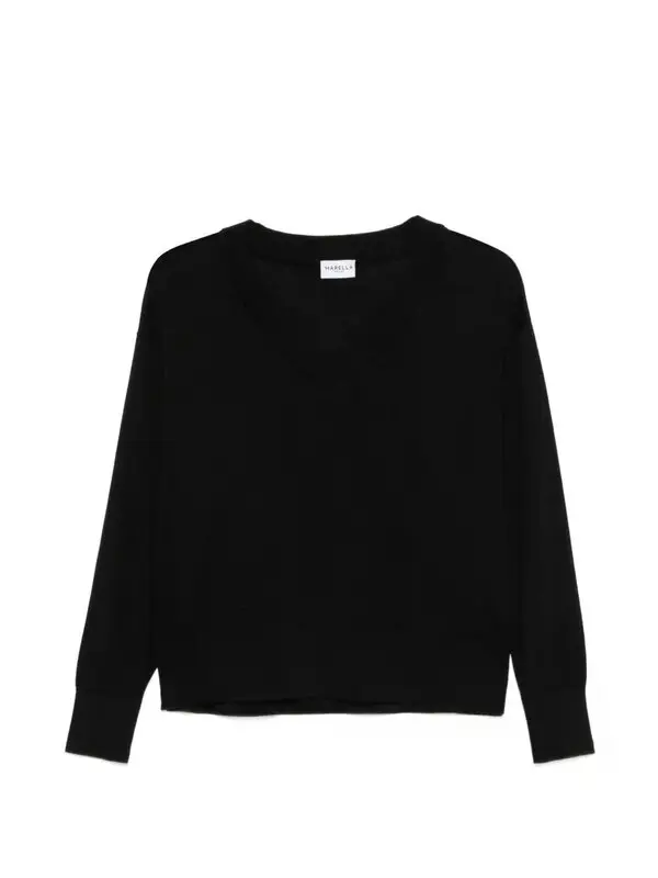 Marella V-neck Long-sleeve Sweater - Black