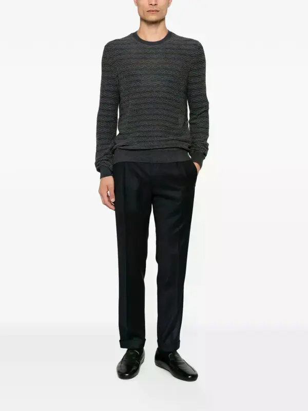 Emporio Armani Textured-knit Crew-neck Sweater - Blue