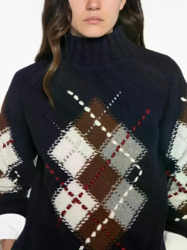 ERMANNO FIRENZE Argyle Knit High Neck
