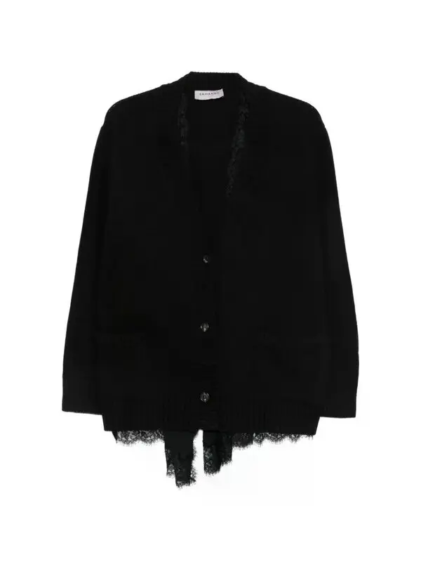 ERMANNO FIRENZE Lace-trimmed Button-up Cardigan - Black
